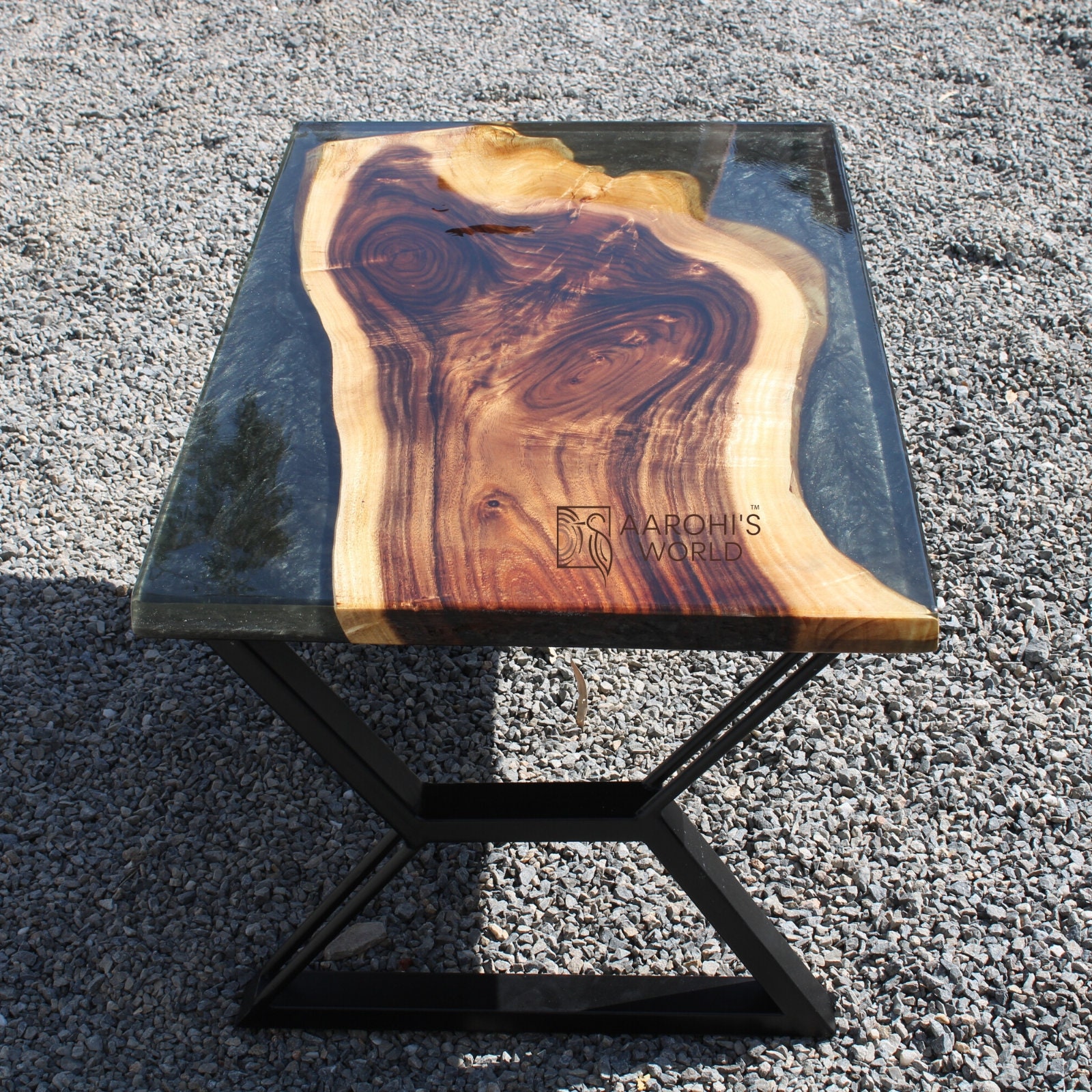 Epoxy Resin Coffee Table of Seasoned Wood, 3x2 Feet, Ready to Dispatch ...