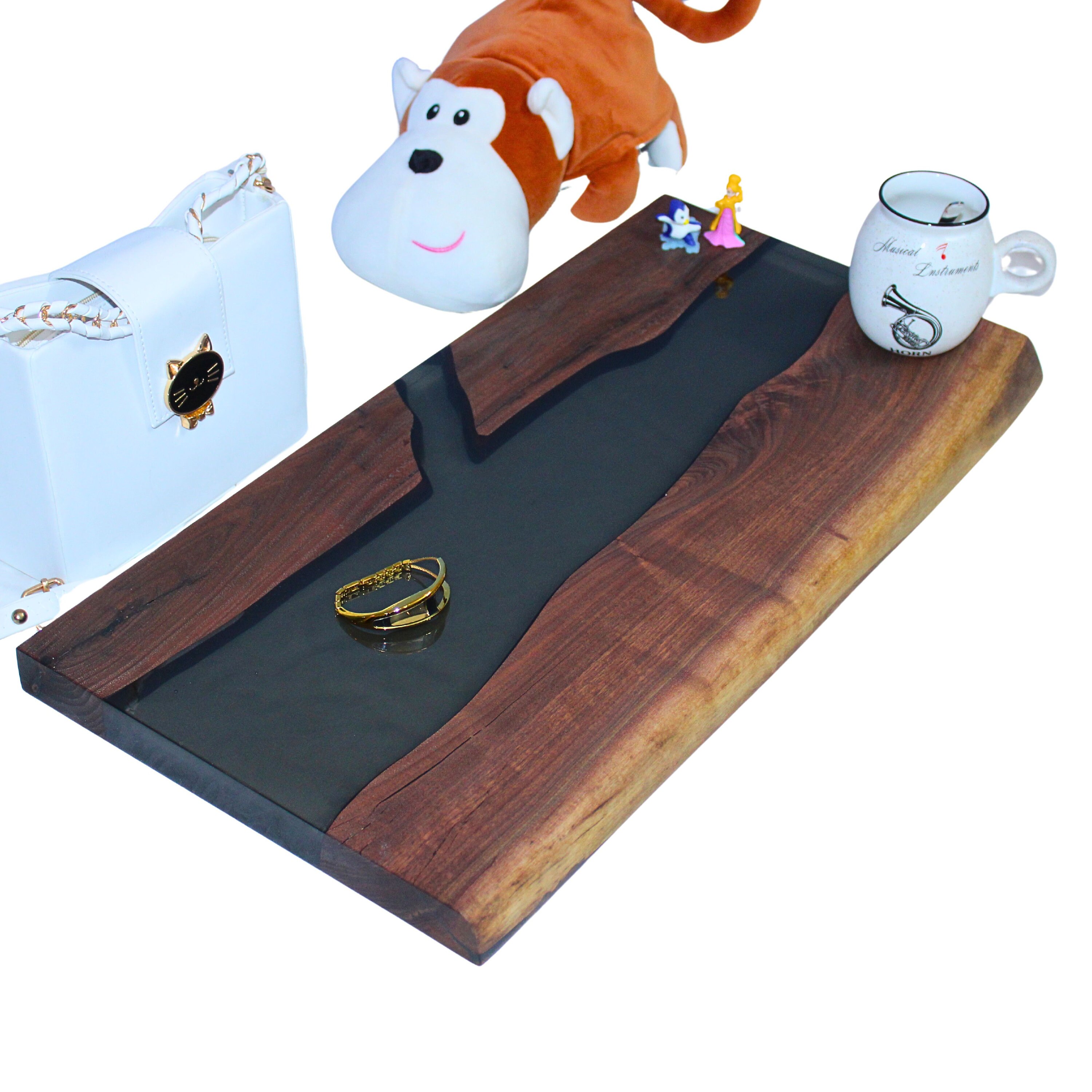 Wall Shelf of Epoxy Resin and Walnut Wood, Floating Wall Shelf 2x1 Feet ...