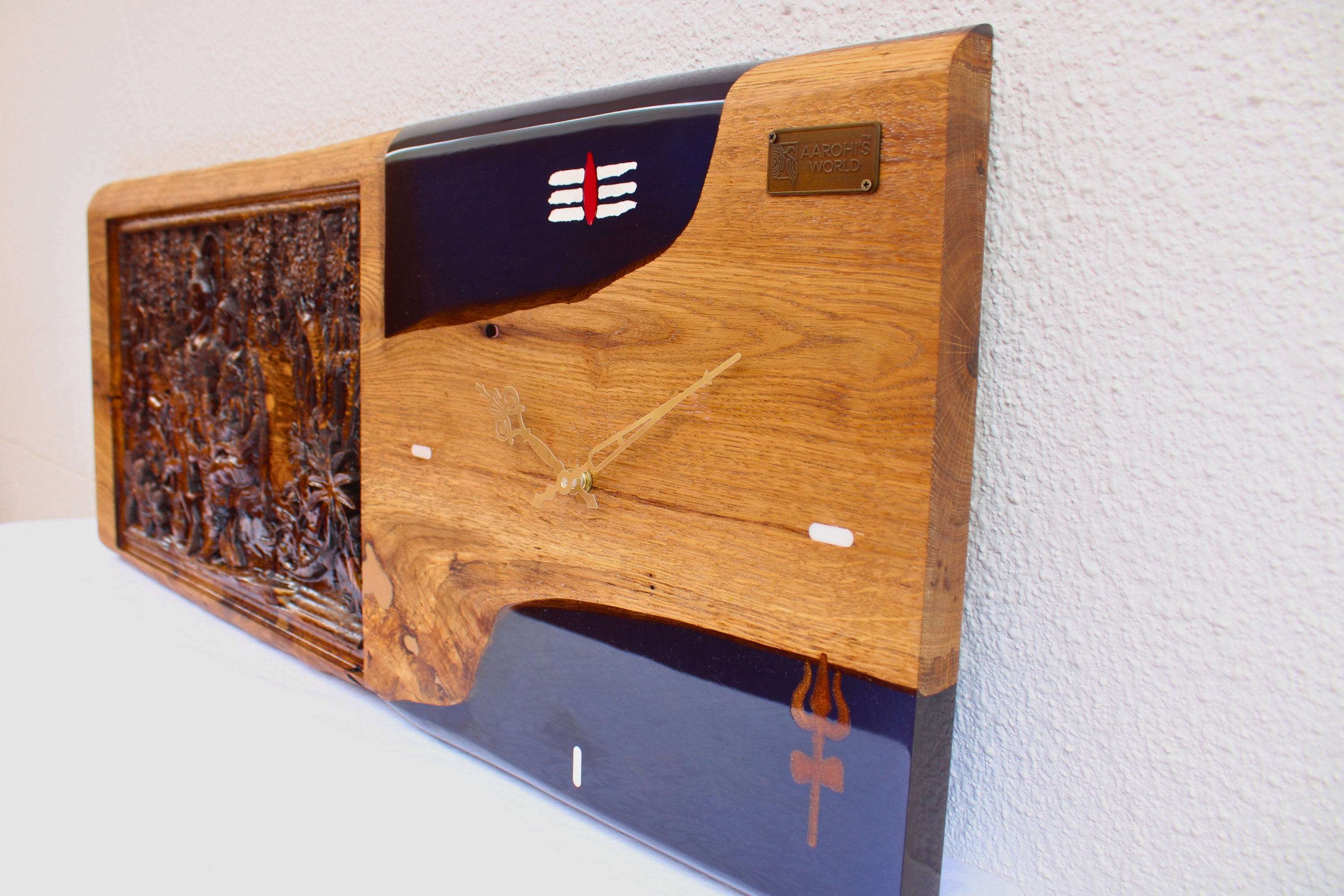 Lord Shiva Parvati 3D Wooden Wall Art With Epoxy Resin Wall Clock ...