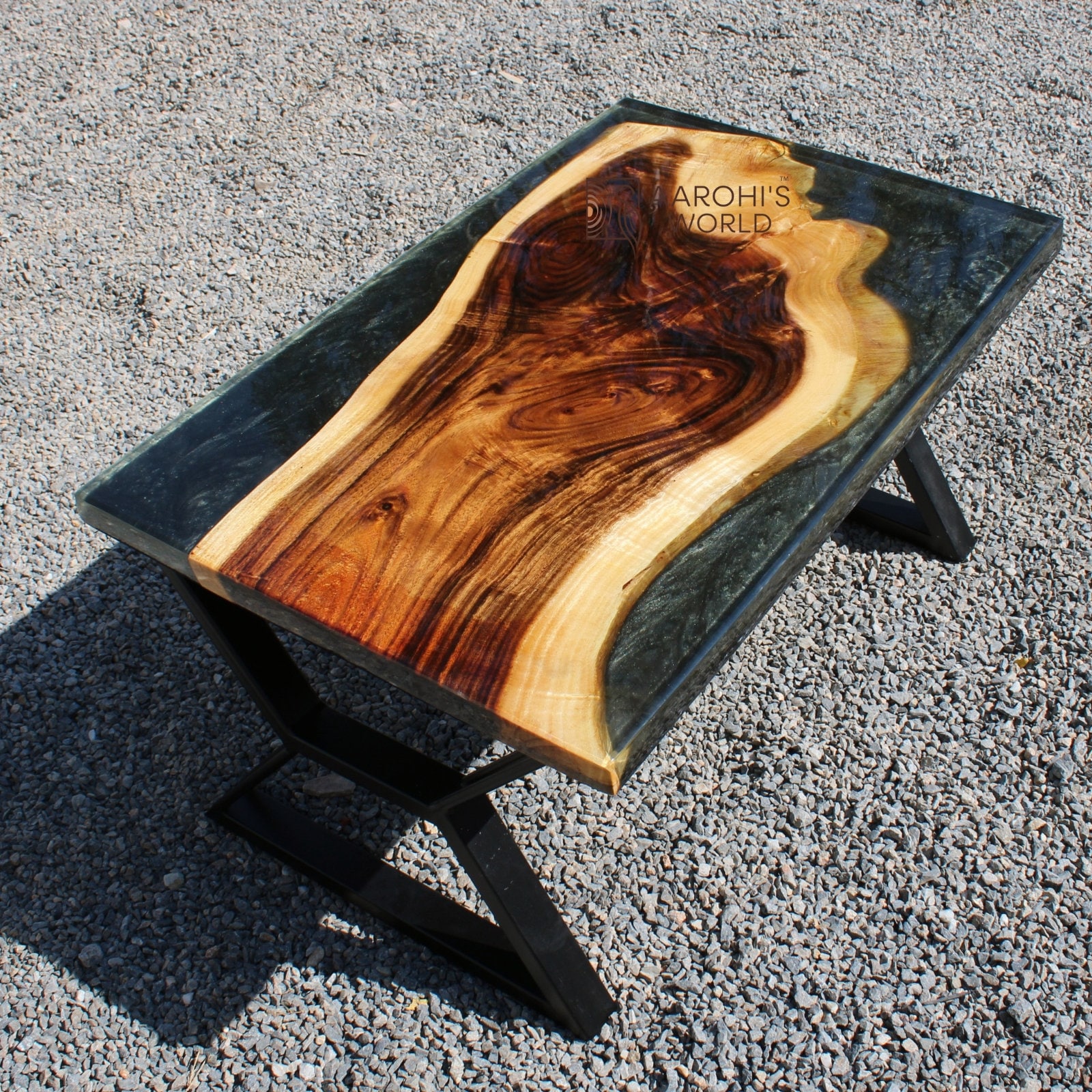 Epoxy Resin Coffee Table of Seasoned Wood, 3x2 Feet, Ready to Dispatch ...