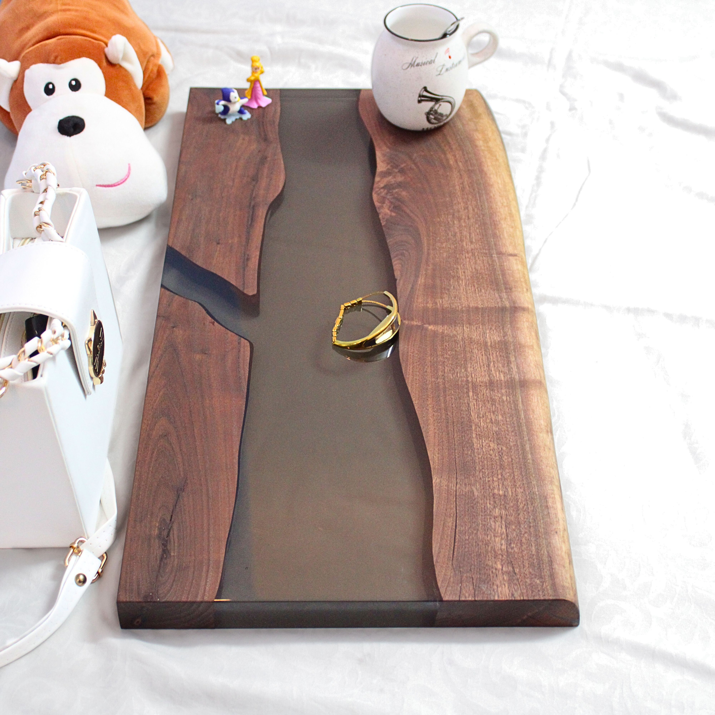 Wall Shelf of Epoxy Resin and Walnut Wood, Floating Wall Shelf 2x1 Feet ...