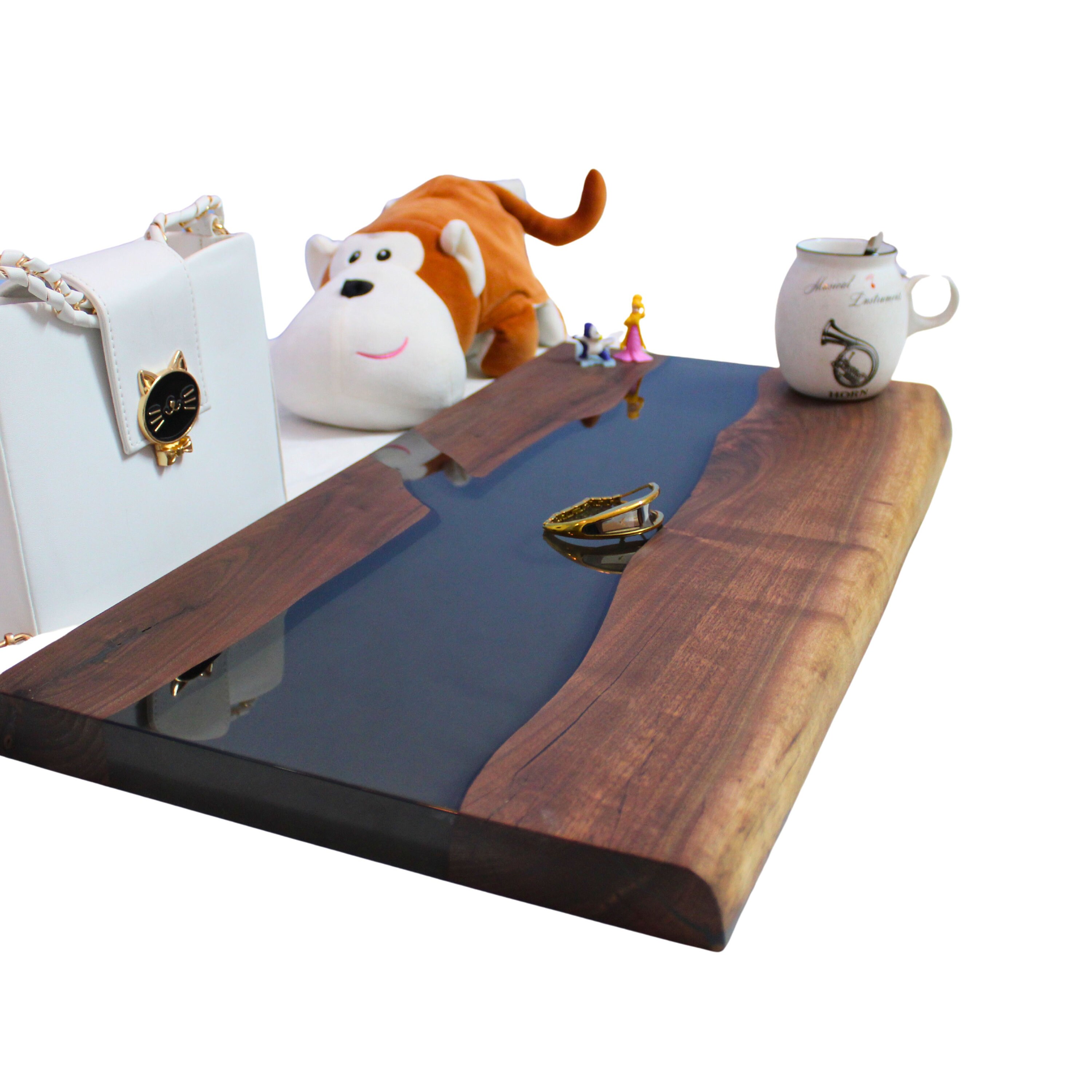 Wall Shelf of Epoxy Resin and Walnut Wood, Floating Wall Shelf 2x1 Feet ...