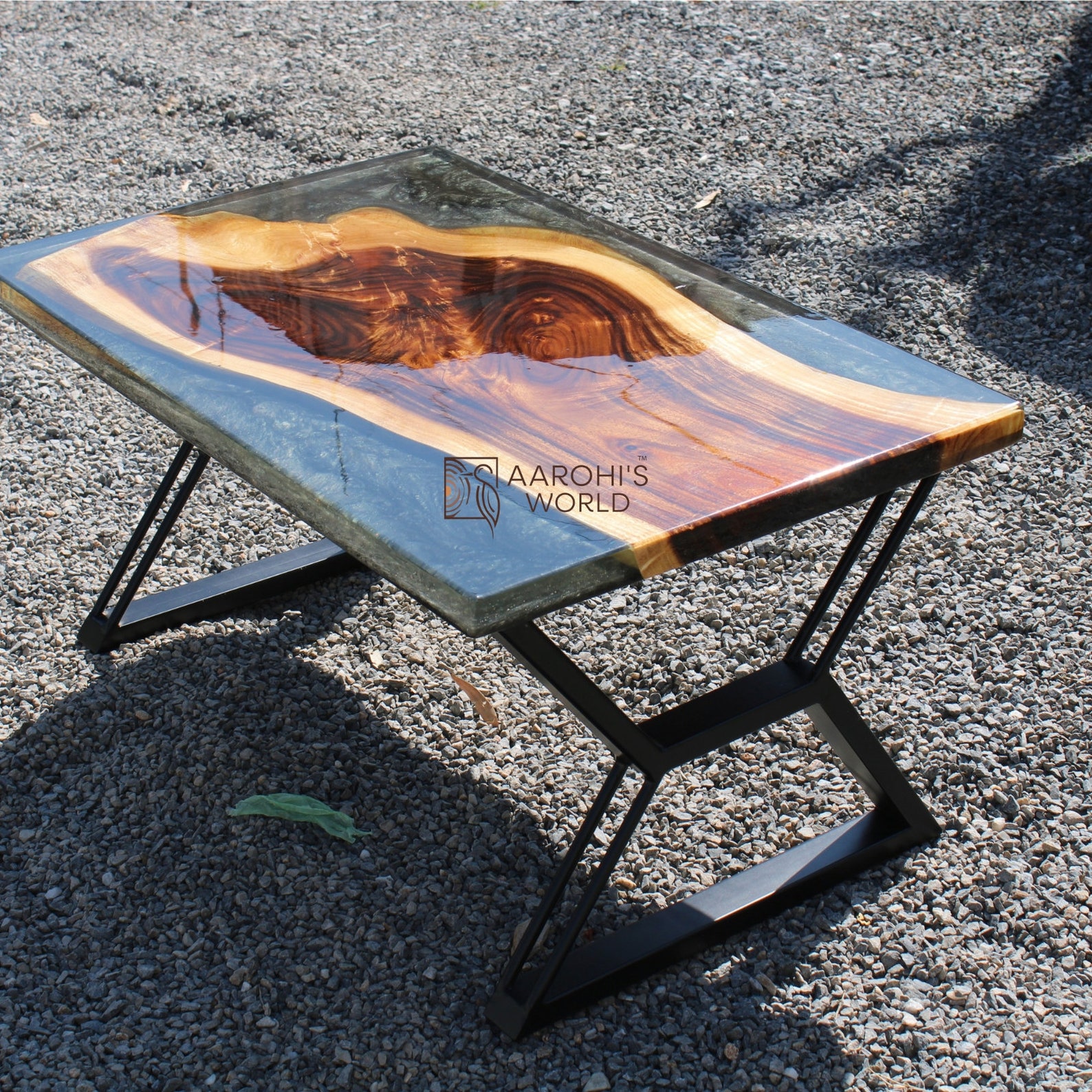 Epoxy Resin Coffee Table of Seasoned Wood, 3x2 Feet, Ready to Dispatch ...