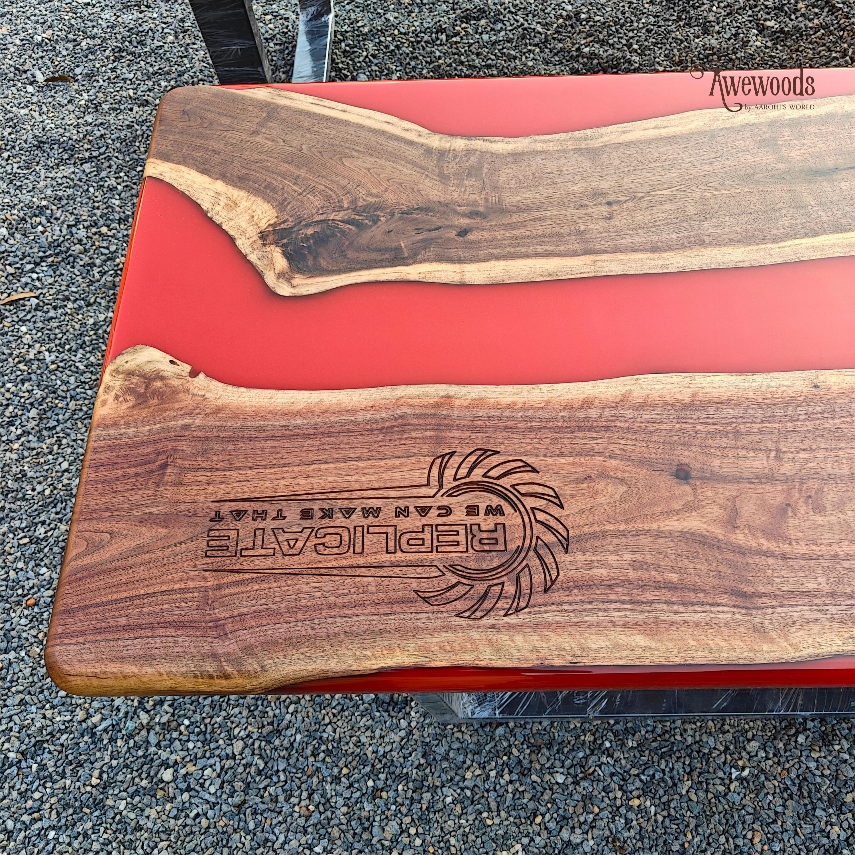 Custom Walnut Epoxy Table With Brand Logo, Made to Order - Etsy
