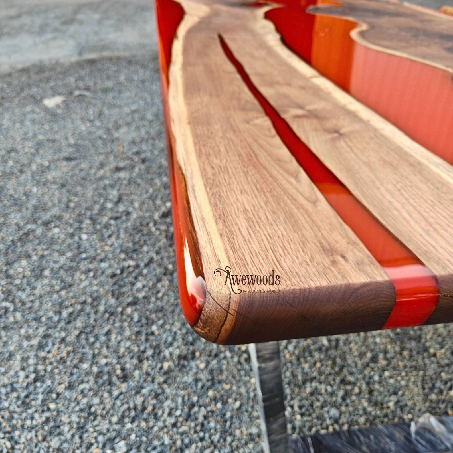 Custom Walnut Epoxy Table With Brand Logo, Made to Order - Etsy