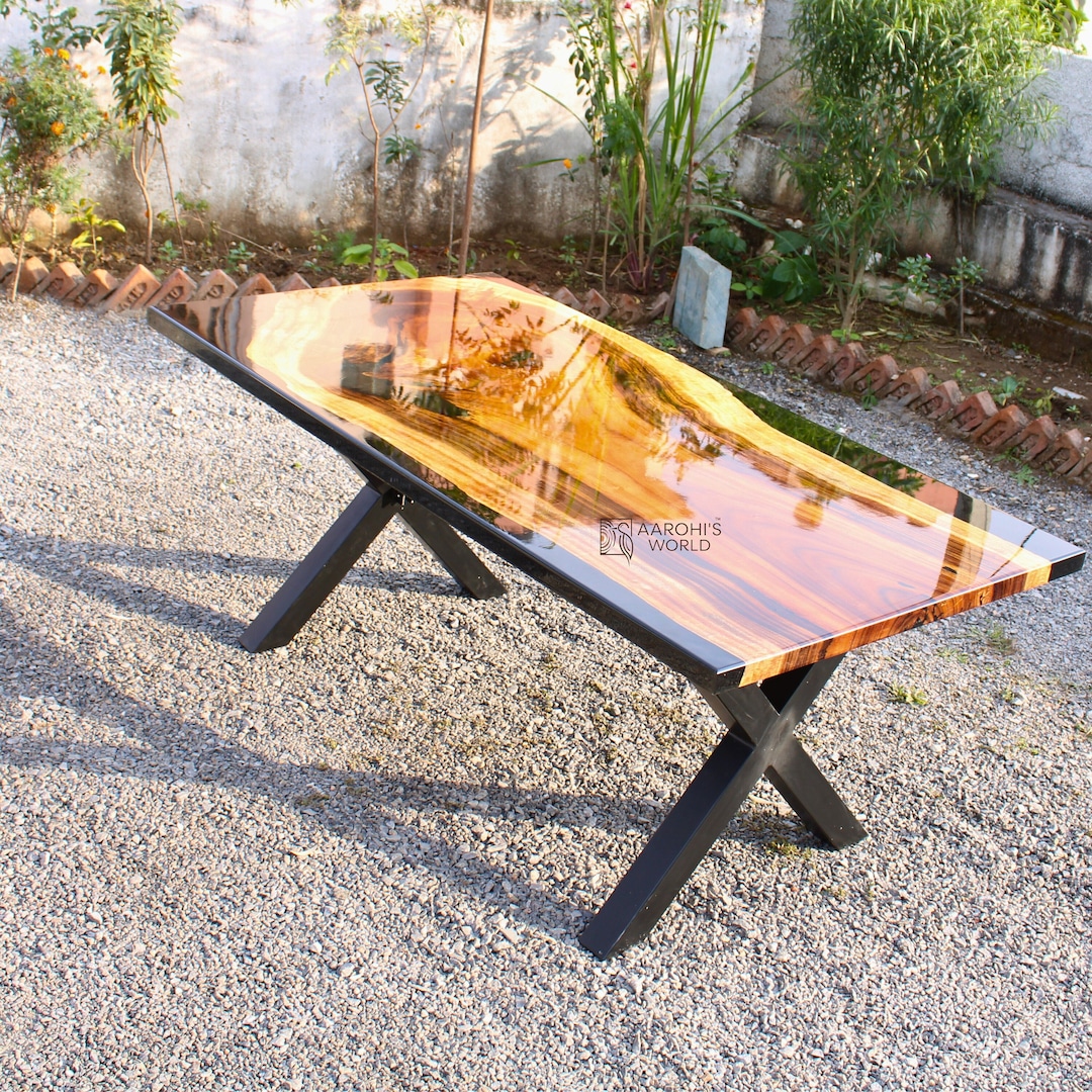 Wooden Dinning Room Table of Epoxy Resin, Handmade, Ready to Ship - Etsy