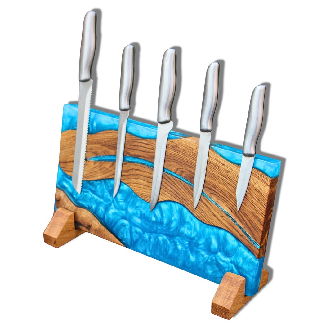 Live Edge Wood and Epoxy Resin Magnetic Knife Catcher - Etsy