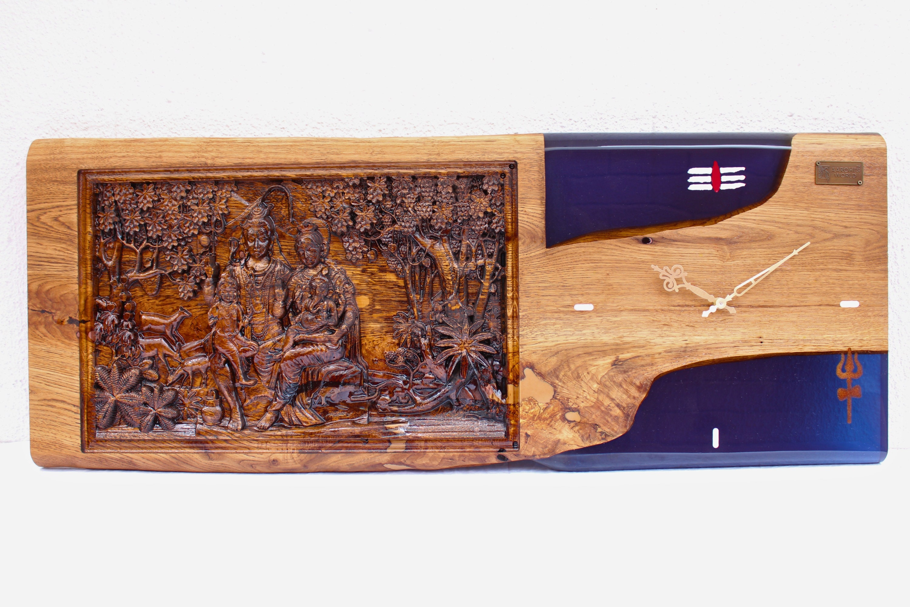 Lord Shiva Parvati 3D Wooden Wall Art With Epoxy Resin Wall Clock ...