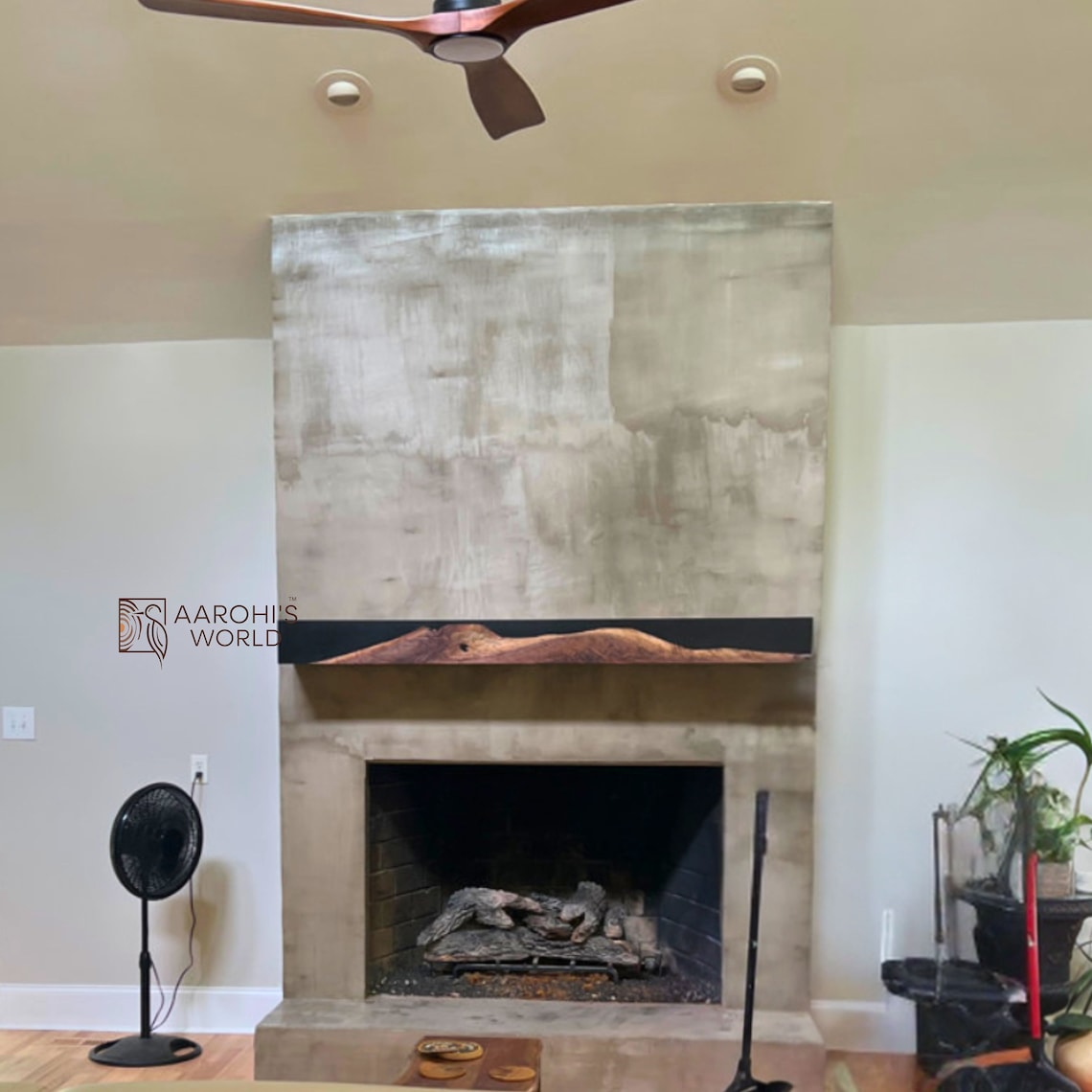 Fireplace Mantel of Walnut Wood and Epoxy Resin, Made to Order - Etsy