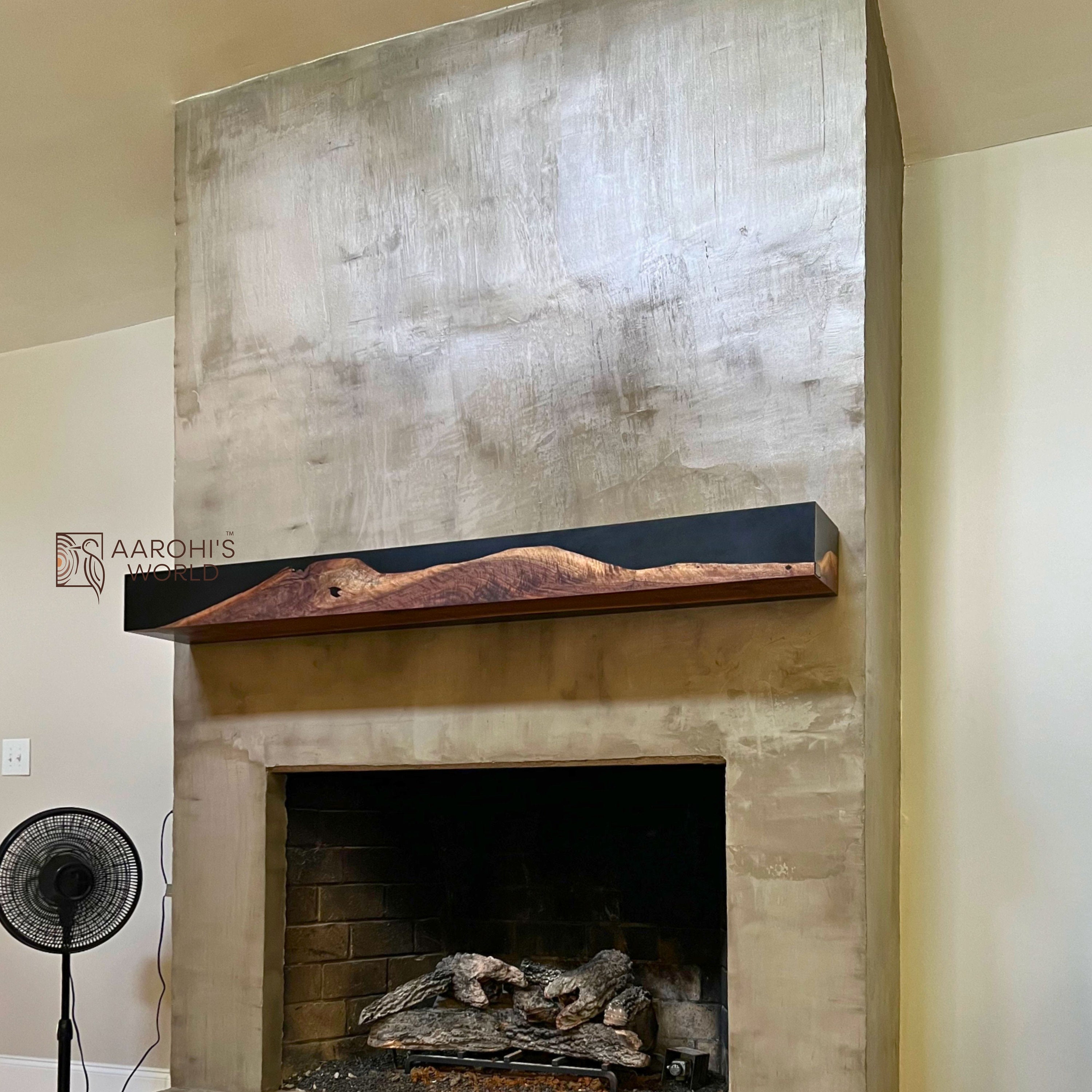 Fireplace Mantel of Walnut Wood and Epoxy Resin, Made to Order - Etsy