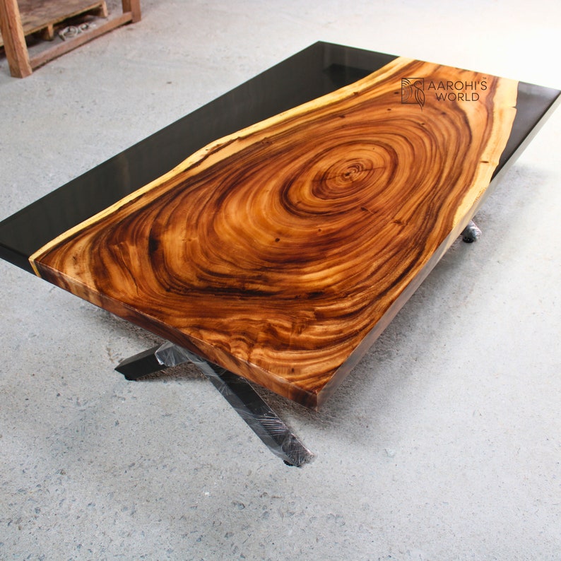 Custom Coffee Table of Big Wood Plank and Epoxy Resin - Etsy