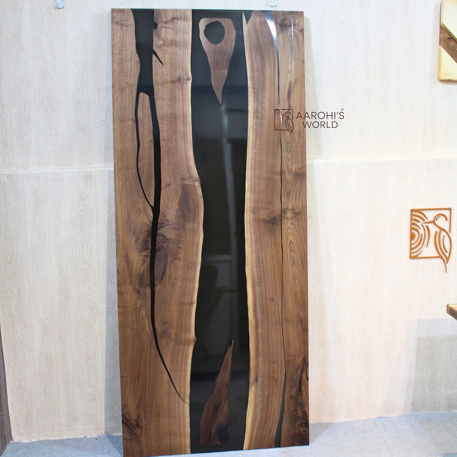 Custom Barn Door of Walnut Wood and Epoxy Resin - Etsy