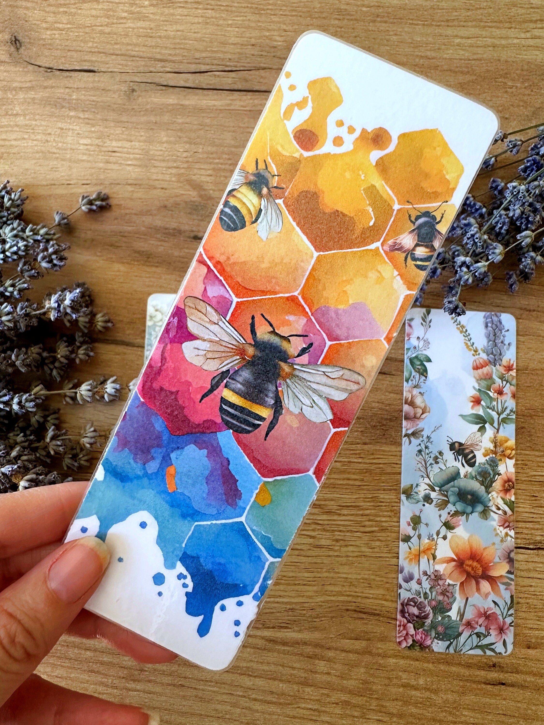 Bee Bookmark Bundle- 2x6" (three Fully-illustrated Bookmarks) , Fairy ...