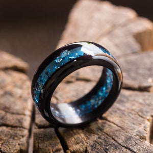 Wooden Blue Ocean Resin Ring Infinity |glow in the Dark Handmade Nature ...