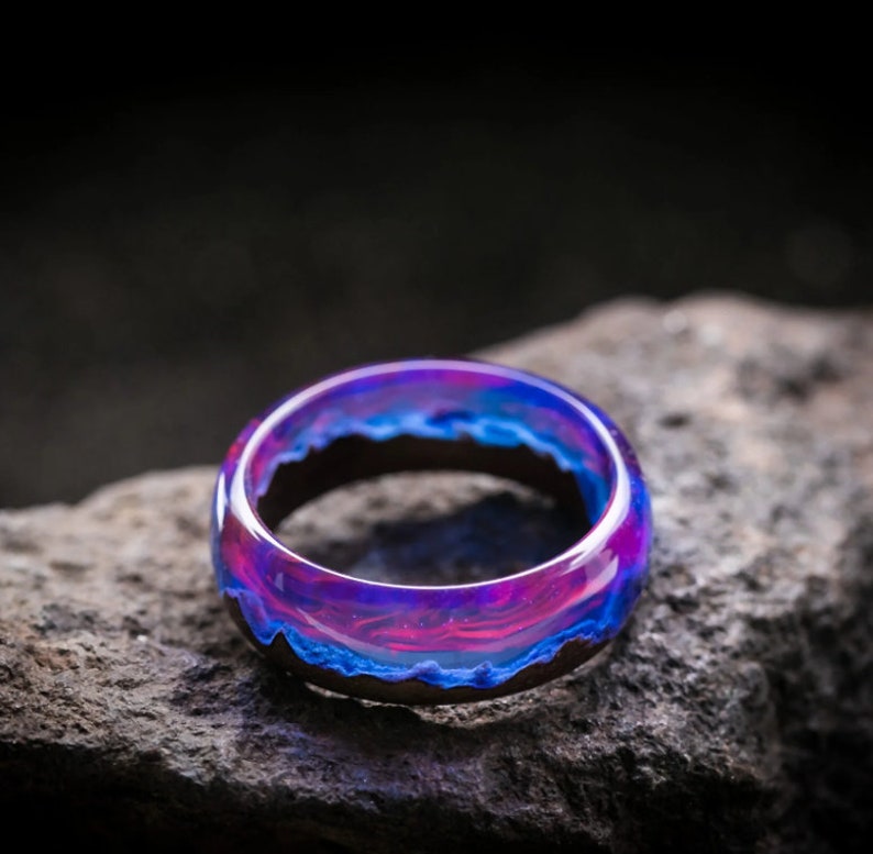 Handmade Resin Ring Men With Mountain Landscape Wood Resin - Etsy