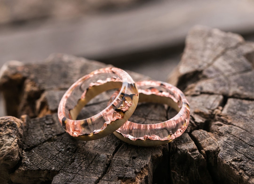 Statement Rings Made of Wood and Epoxy Resin Carbon| Handmade High ...