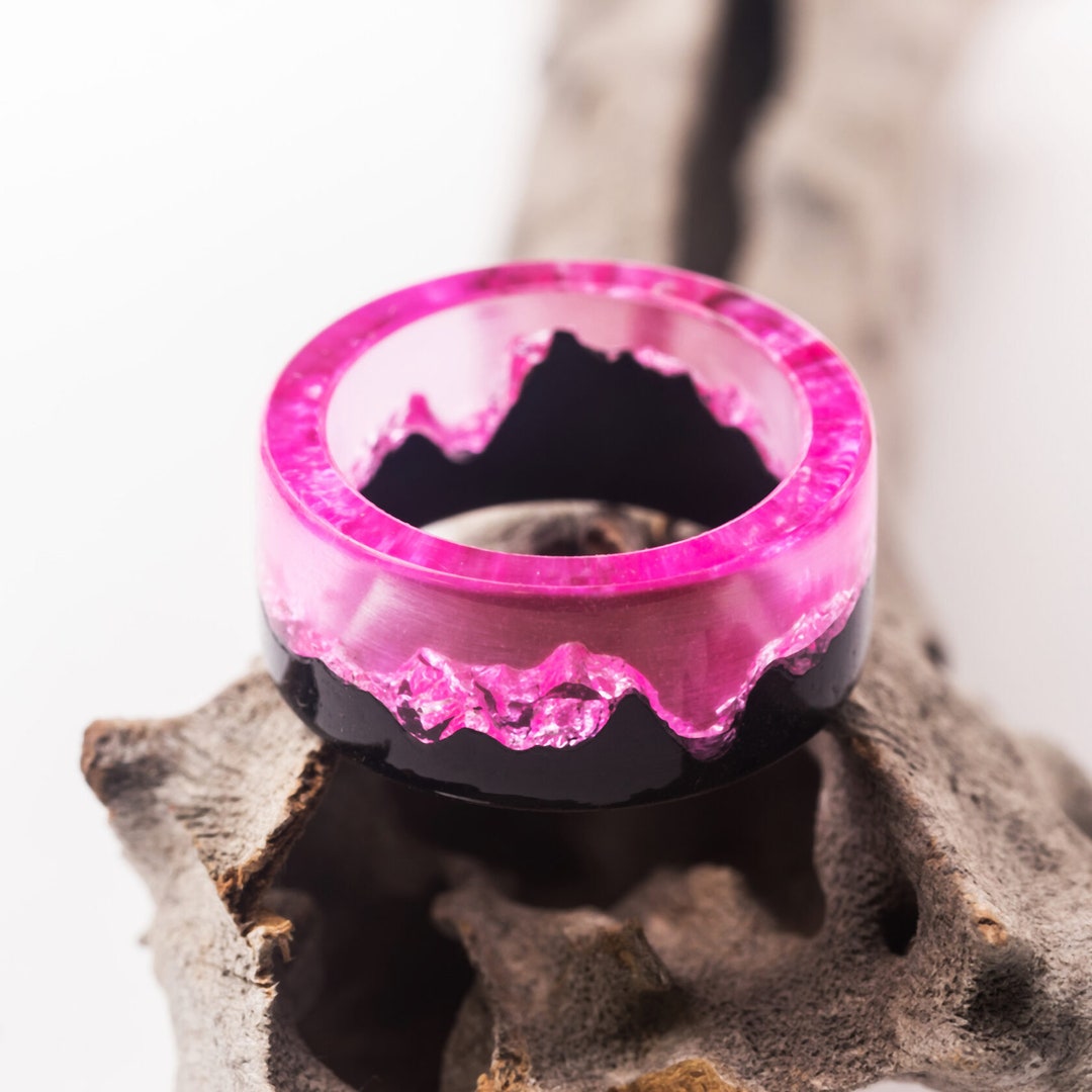 Wooden Pink Sky Resin Ring for Women Lollypop| Glow in the Dark ...
