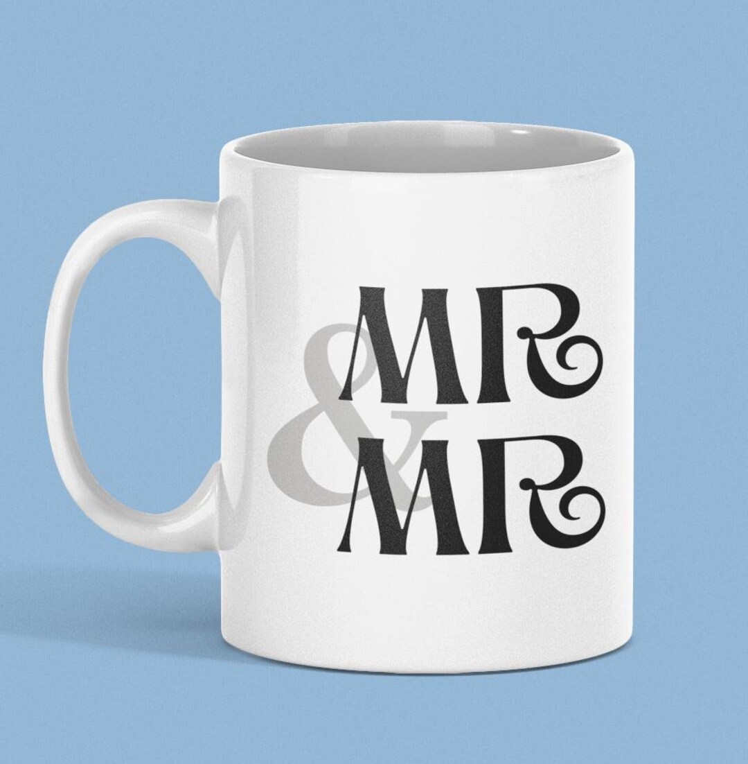 Wedding Day Mr & Mr Ceramic Mug Set - Cute Groom and Groom Gift - Etsy
