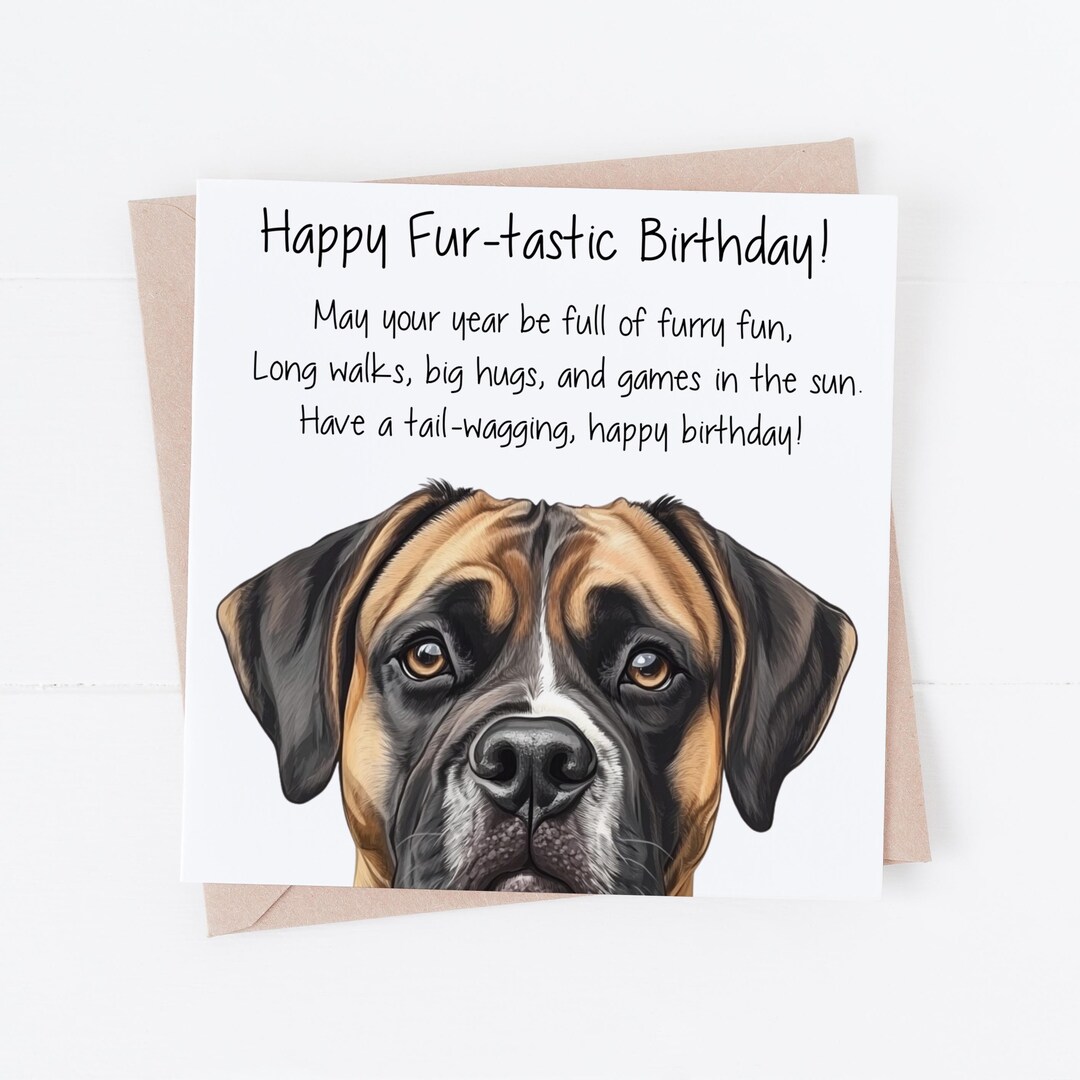 Cute Boxer Birthday Card , Boxer Dog Lover Birthday Card, Birthday Card ...