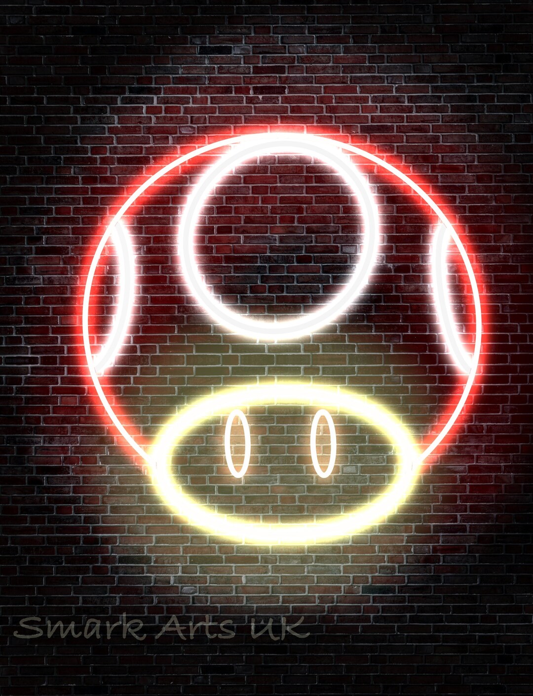 NEON MARIO MUSHROOM Print mario Digital Art - Etsy