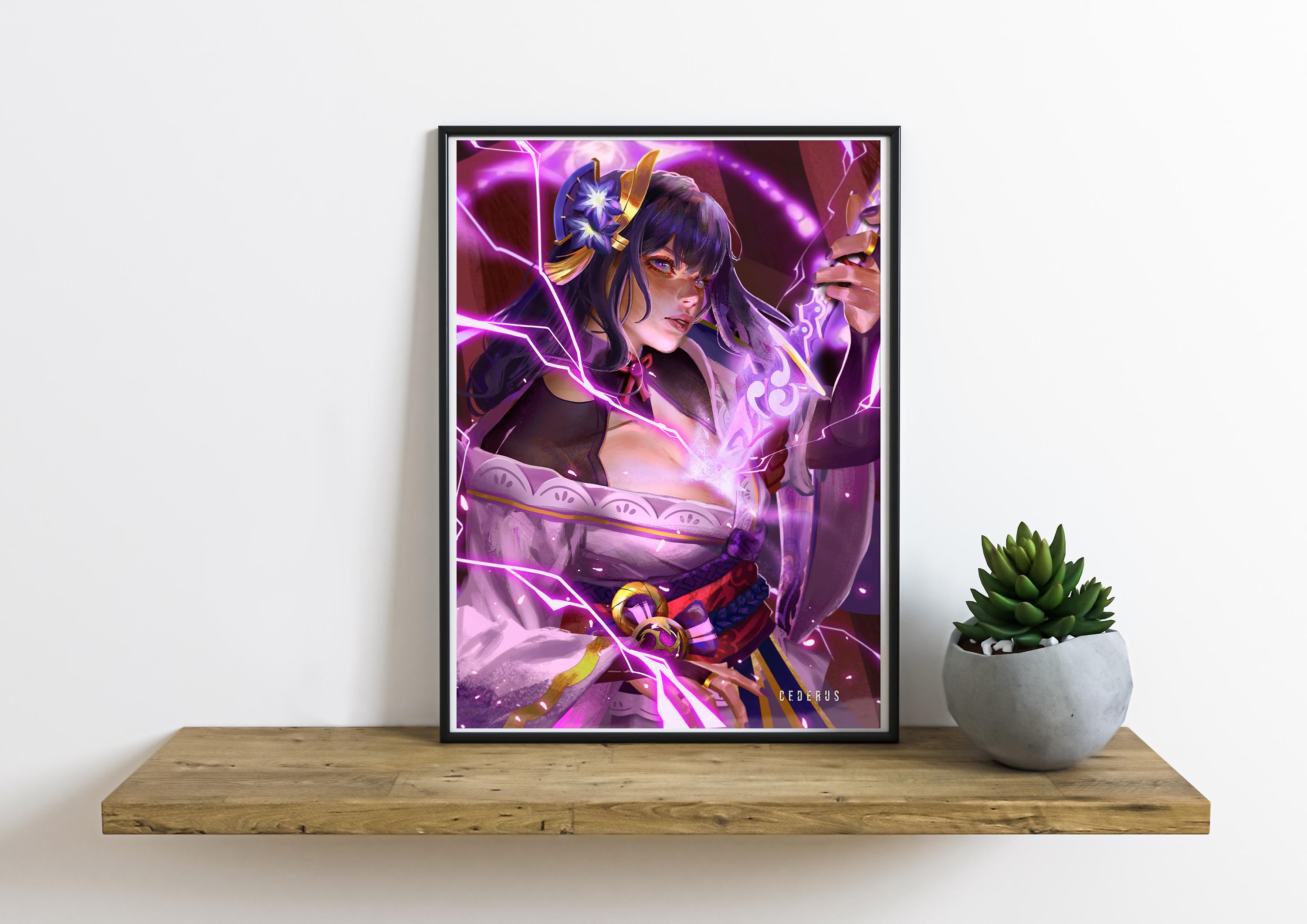 Raiden Shogun Genshin Art Print Wall Art Poster - Etsy