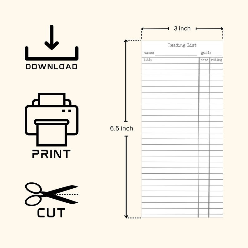 Library Card Style Yearly Reading Tracker Bookmark With Rating ...
