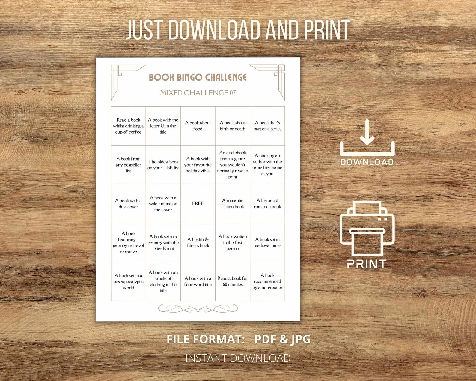 Printable Book Bingo Cards Tackle the to Be Read List Mixed Reading ...