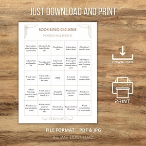 Printable Book Bingo Cards Tackle the to Be Read List Mixed Reading ...