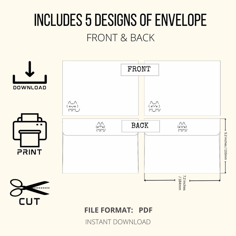 Printable Thank You Ascii Cat Folded Greeting Cards Pack of - Etsy ...