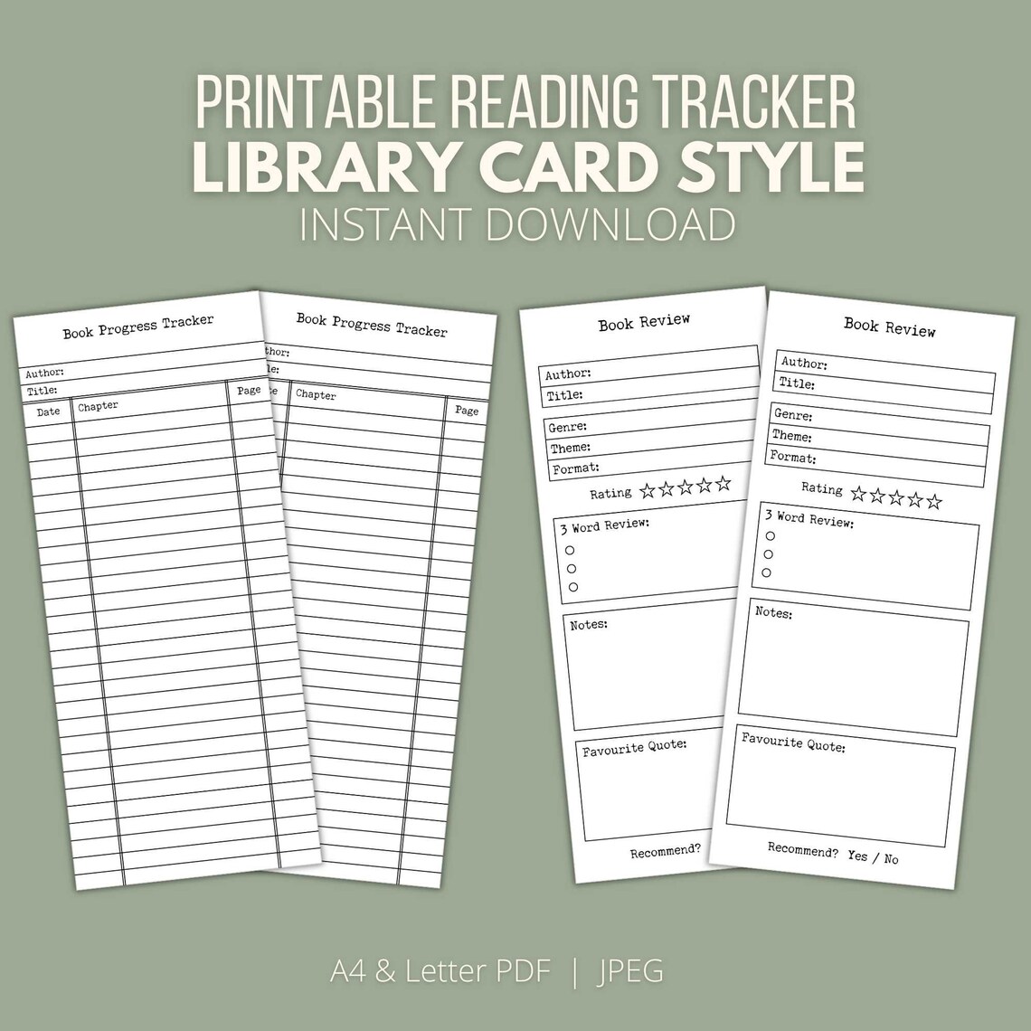 Book Reading Progress Bookmark One per Book Library Card Book Progress ...