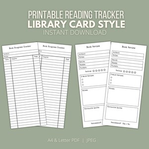 Book Reading Progress Bookmark One per Book Library Card Book Progress ...