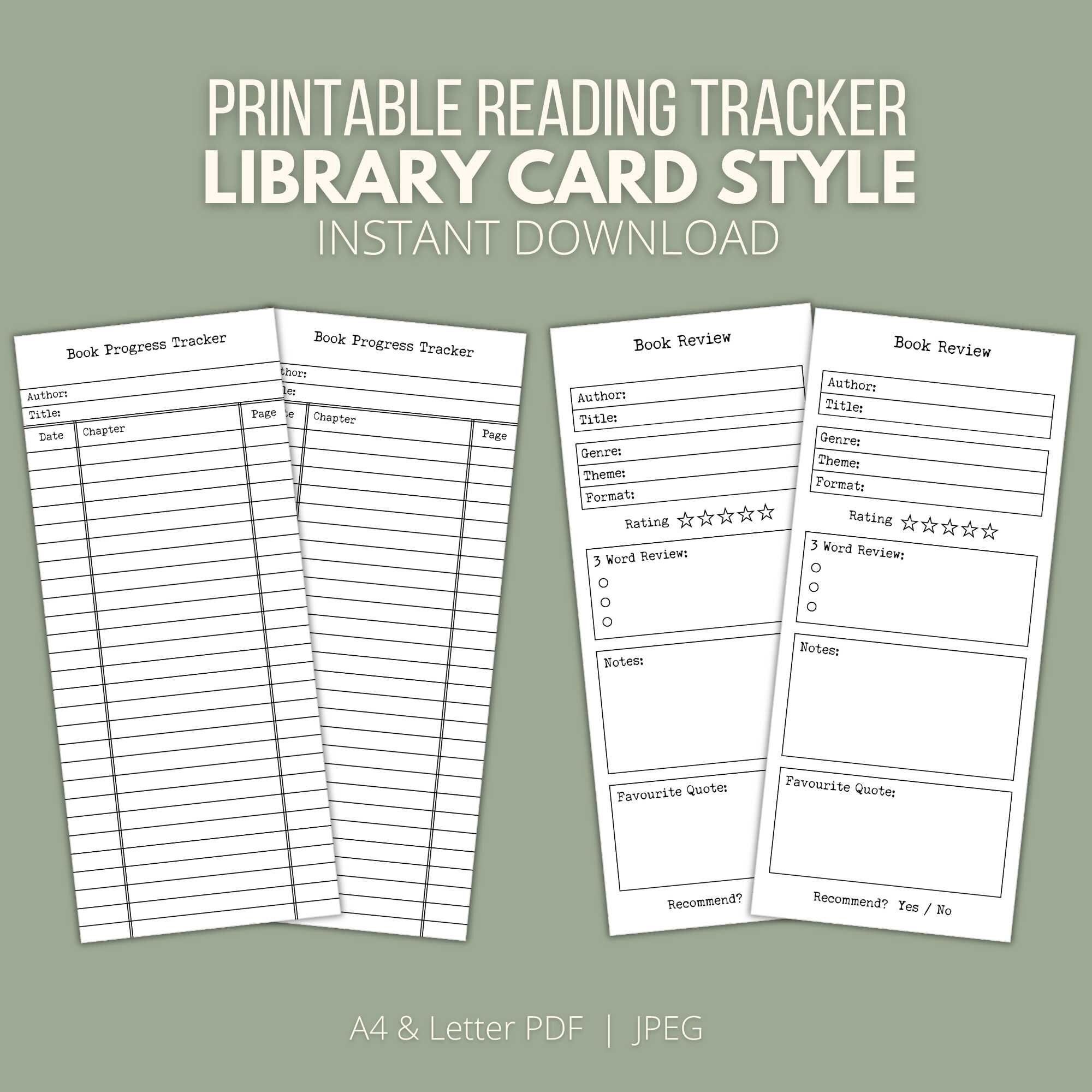 Book Reading Progress Bookmark One per Book Library Card Book Progress ...