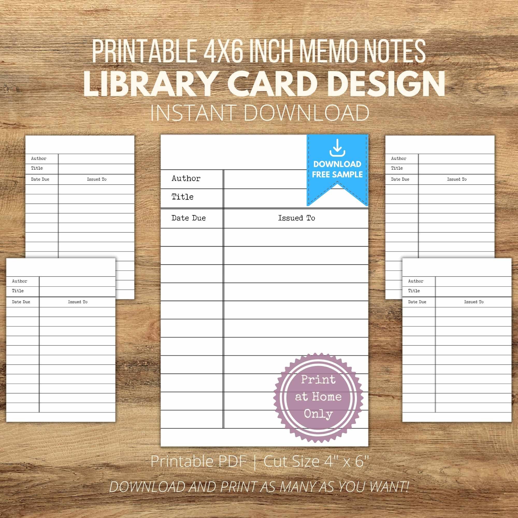 Library Card Style Memo Notes Printable 4 X 6 Inch Blank Plain - Etsy