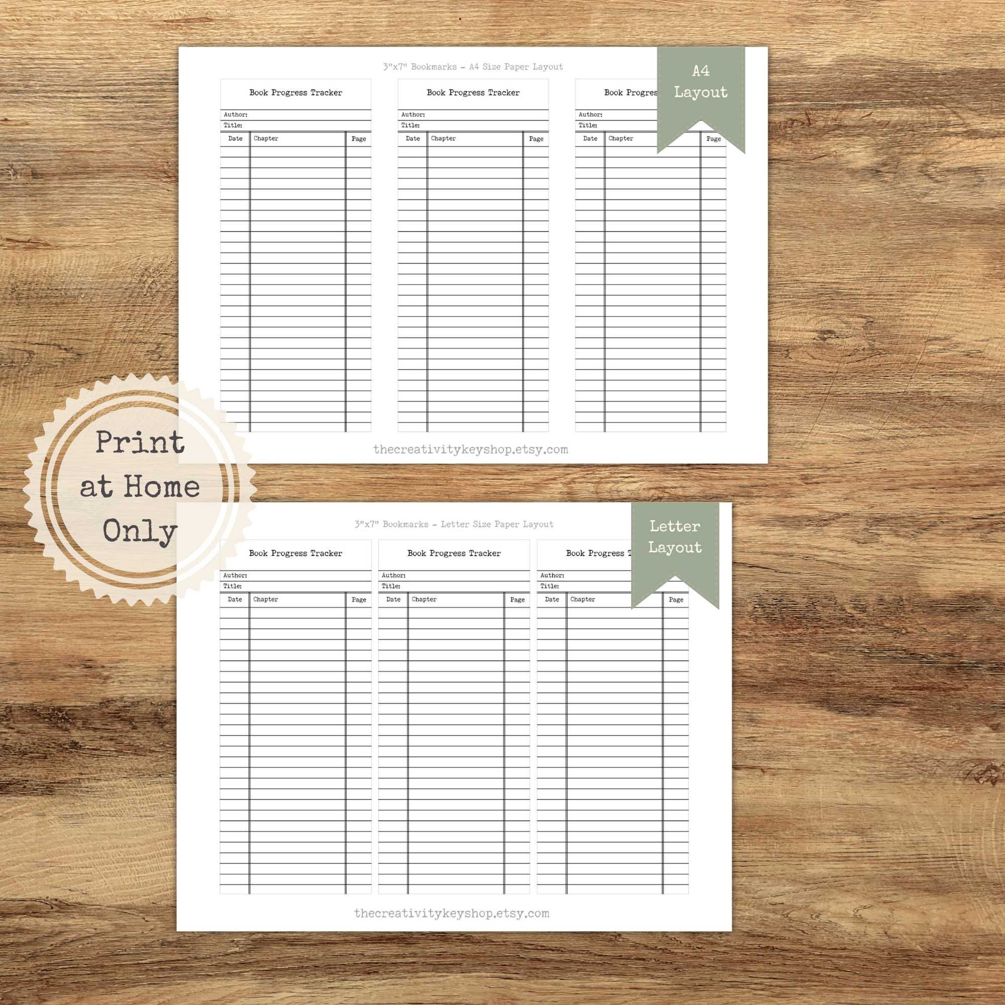 Book Reading Progress Bookmark One per Book Library Card Book Progress ...