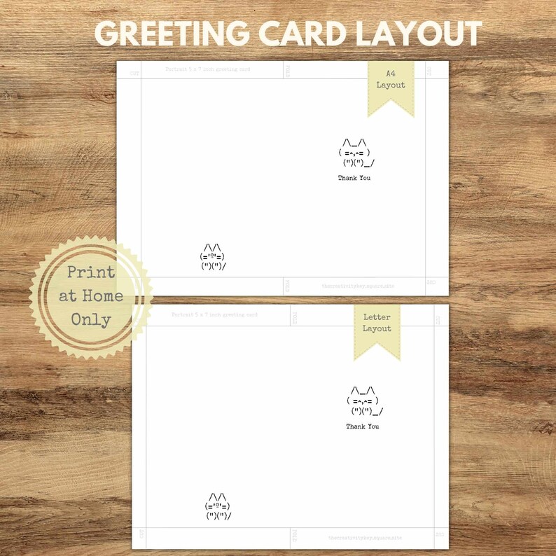 Printable Thank You Ascii Cat Folded Greeting Cards Pack of - Etsy ...