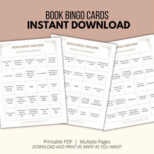 Printable Book Bingo Cards Tackle the to Be Read List Mixed Reading ...