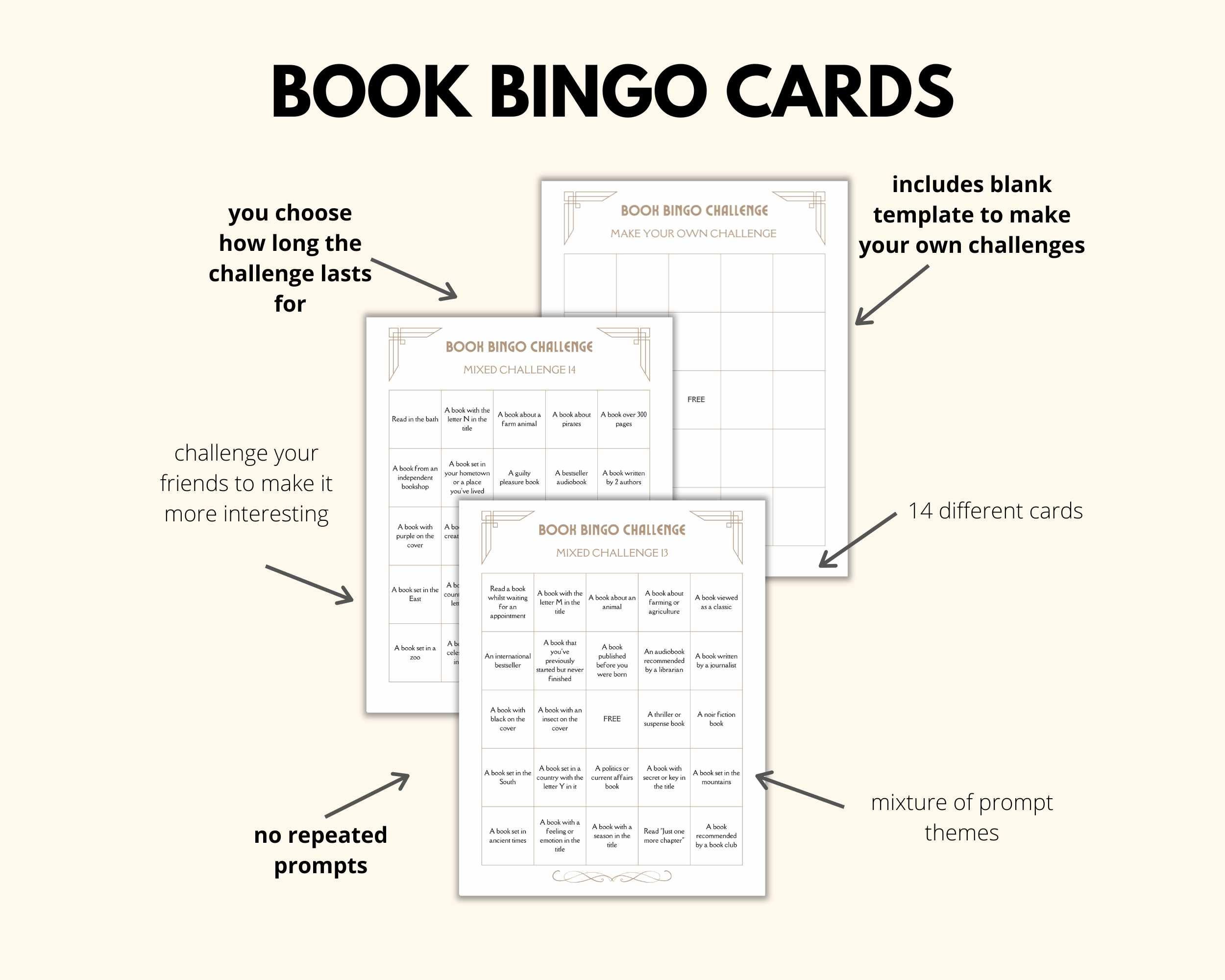 Printable Book Bingo Cards Tackle the to Be Read List Mixed Reading ...