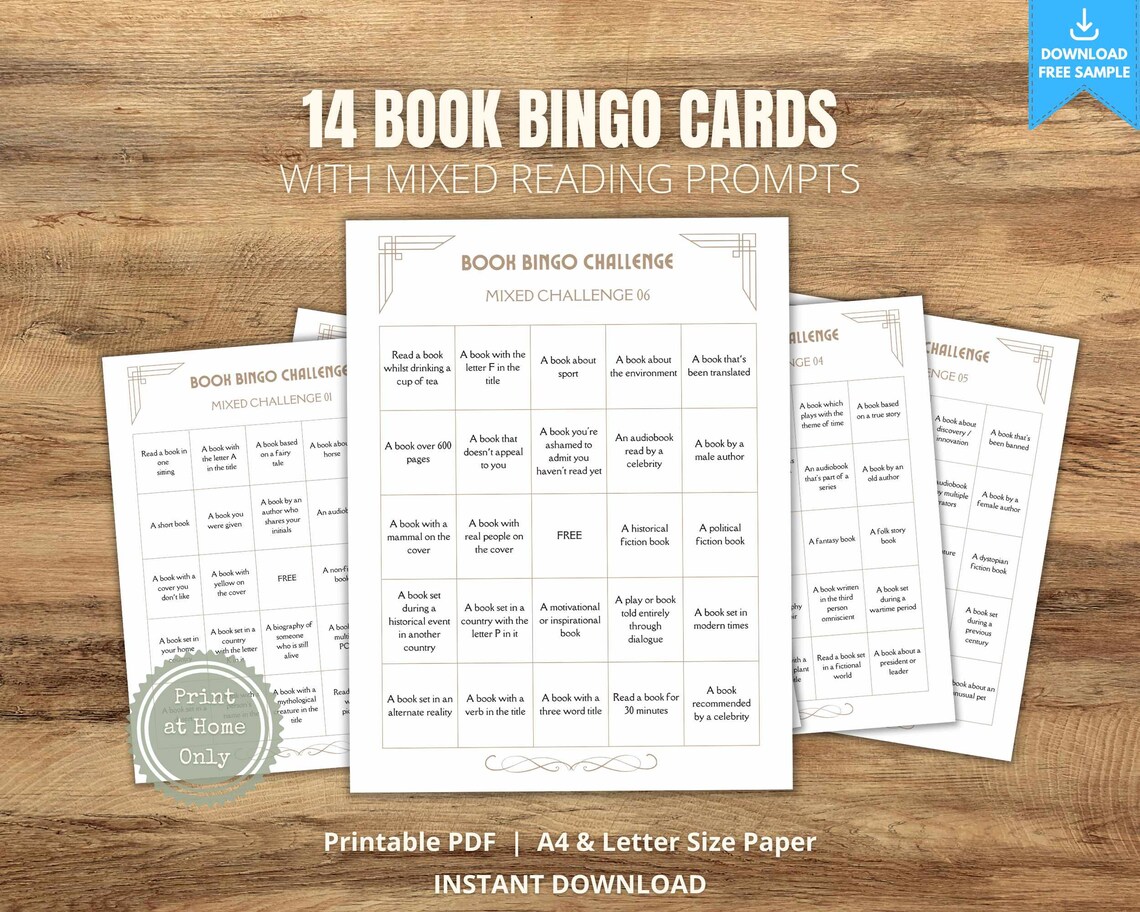 Printable Book Bingo Cards Tackle the to Be Read List Mixed Reading ...