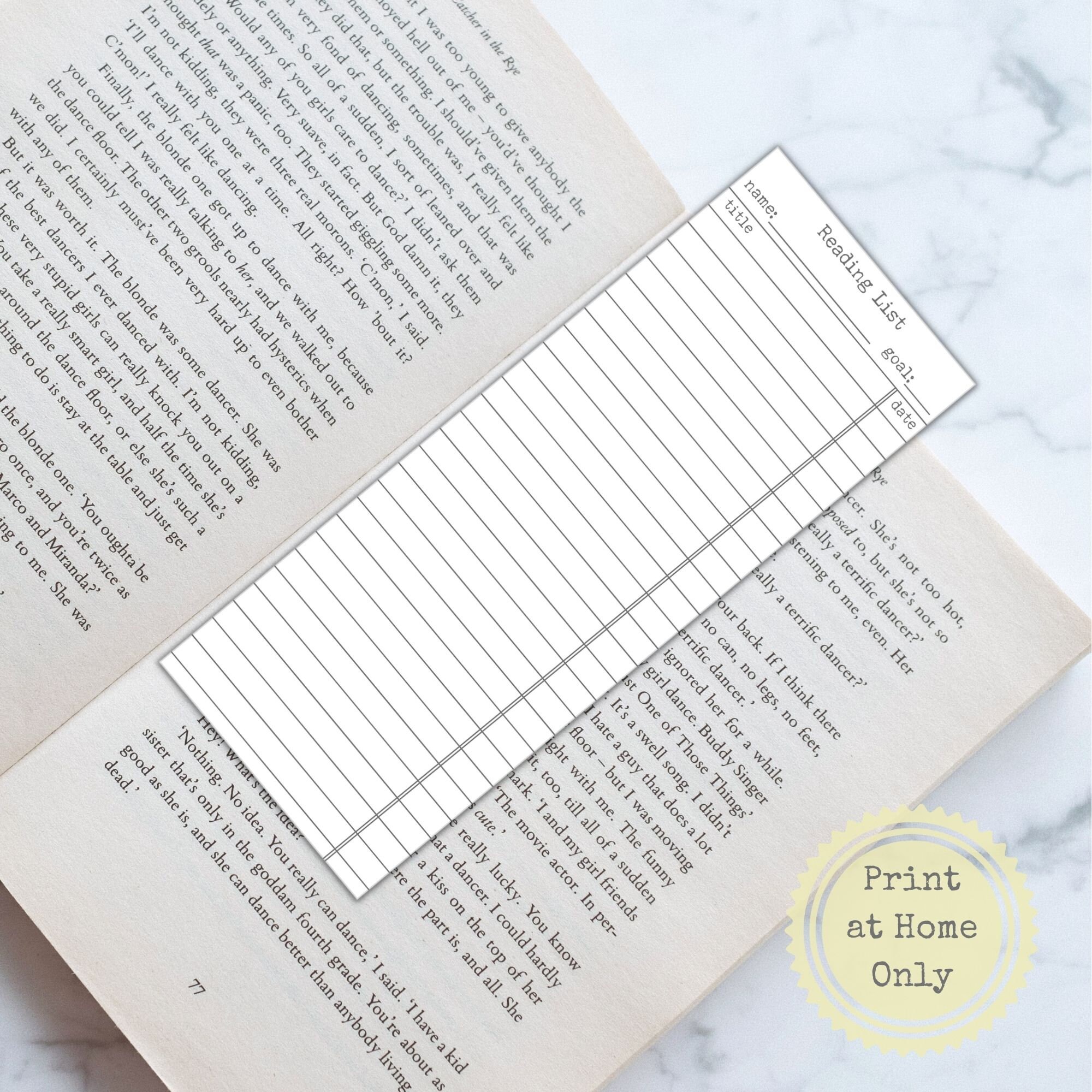 Library Card Style Yearly Reading Tracker Bookmark Printable 2.5x6.5 ...