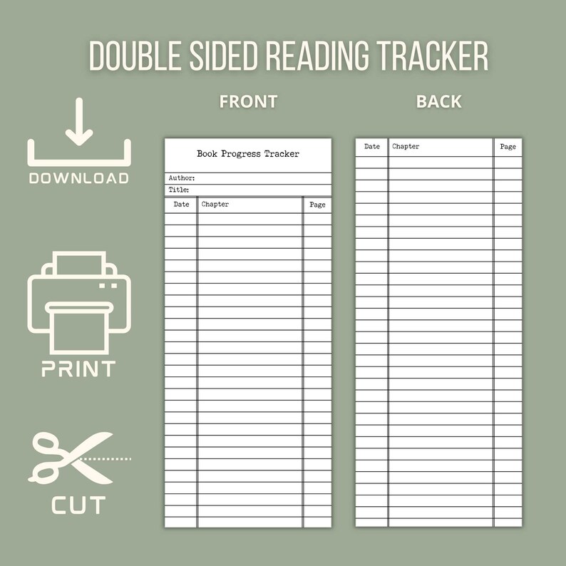 Book Reading Progress Bookmark One per Book Library Card Book Progress ...