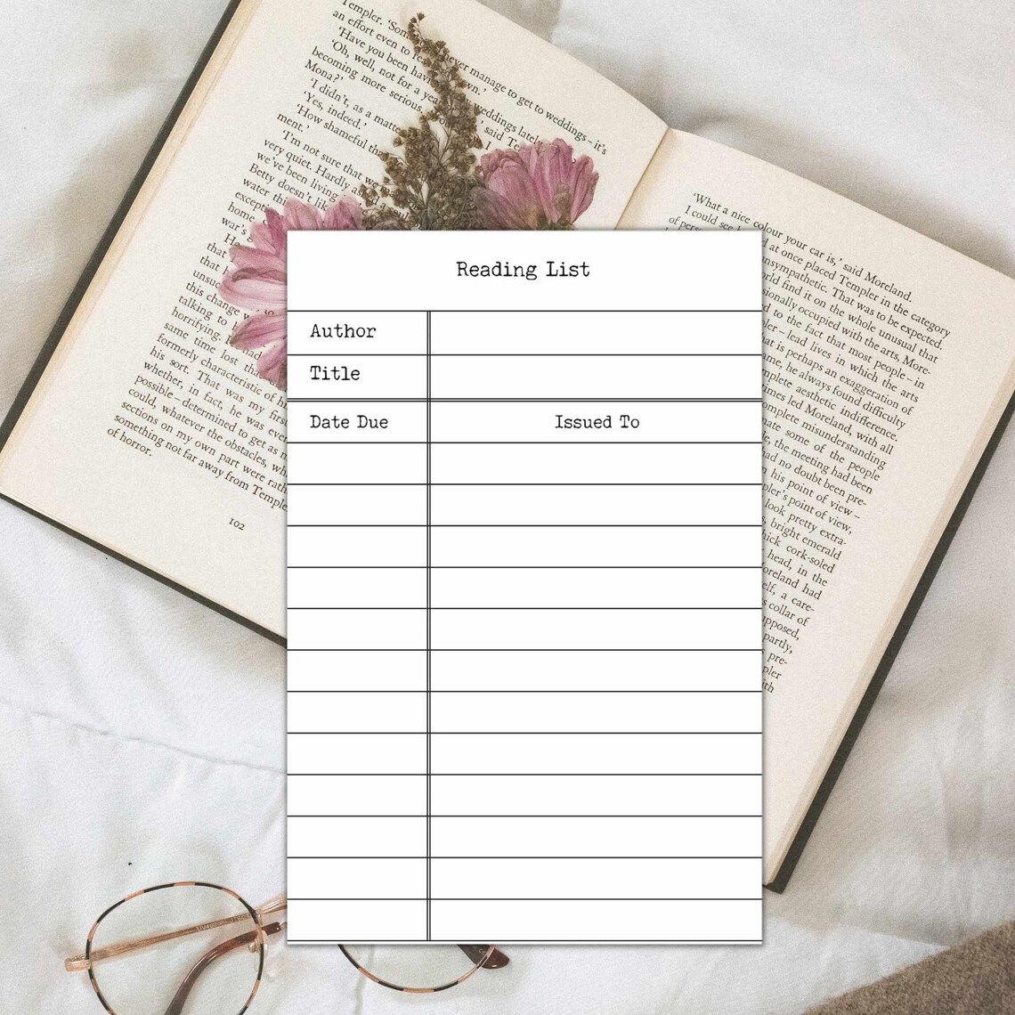 Library Card Style Reading Log Printable 4 X 6 Inch Index Card Blank ...