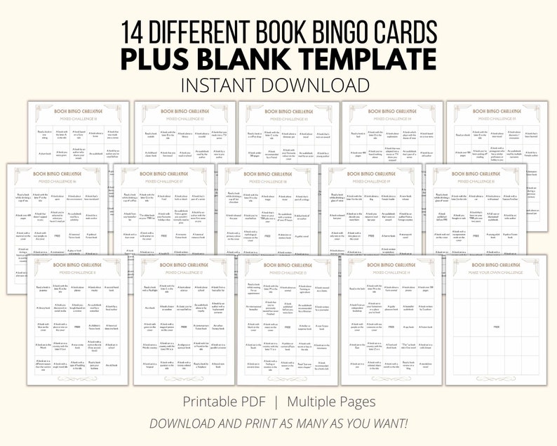 Printable Book Bingo Cards Tackle the to Be Read List Mixed Reading ...