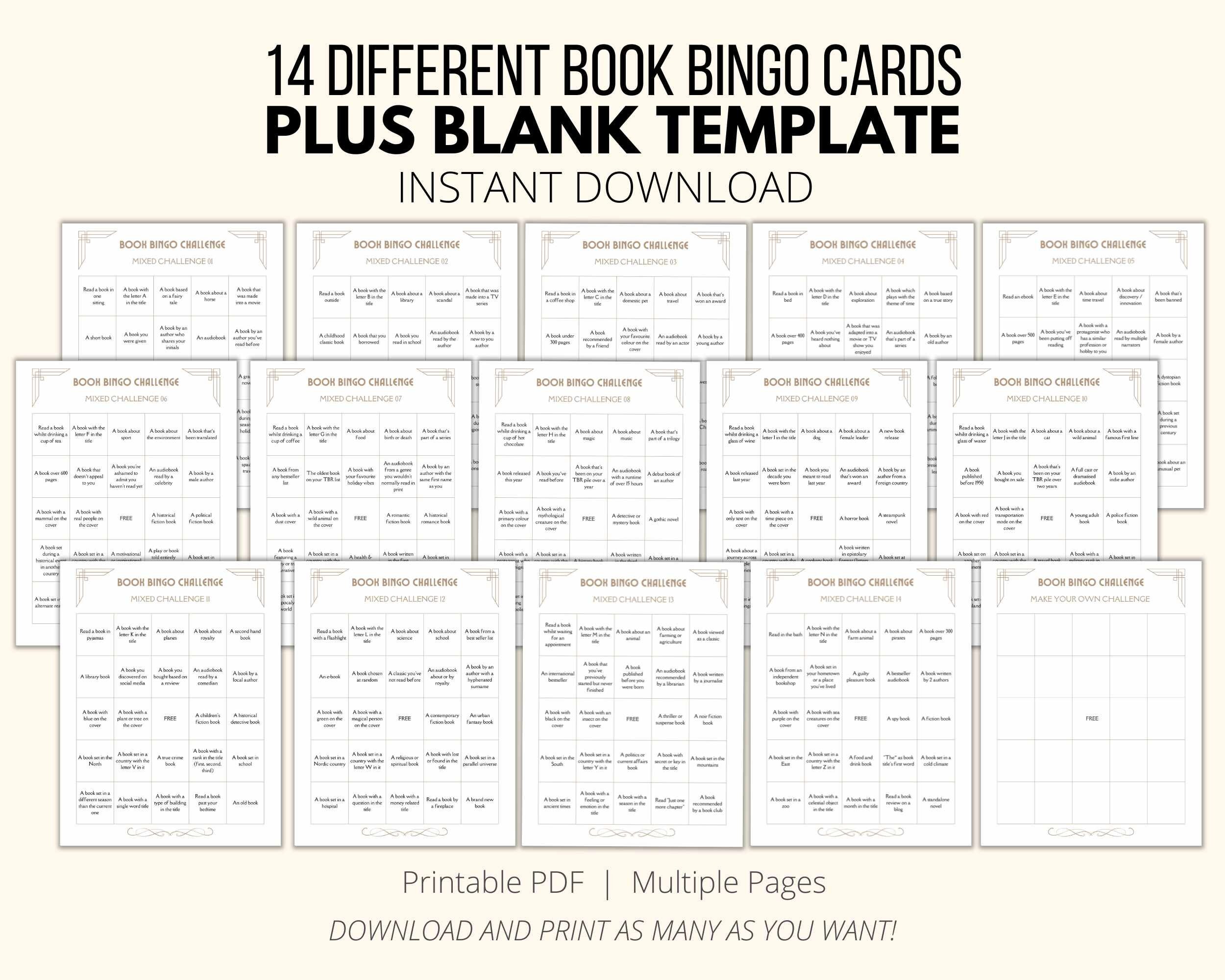 Printable Book Bingo Cards Tackle the to Be Read List Mixed Reading ...