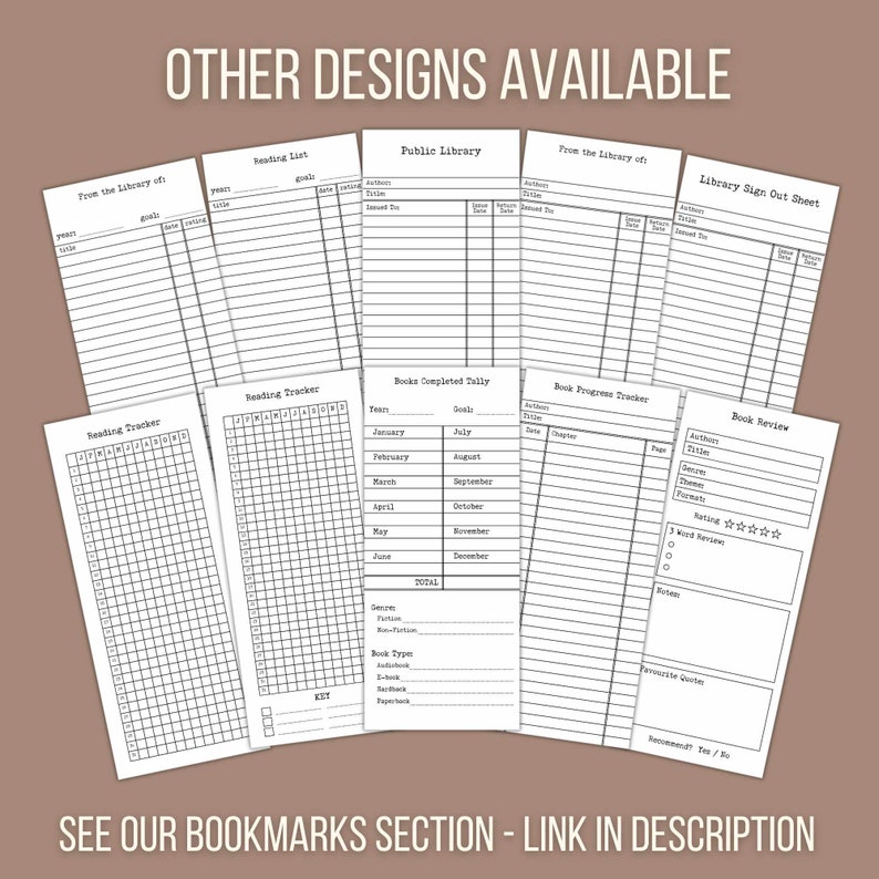 Library Card Style Yearly Reading Tracker Bookmark With Rating ...