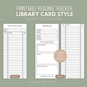 Book Reading Progress Bookmark One per Book Library Card Book Progress ...