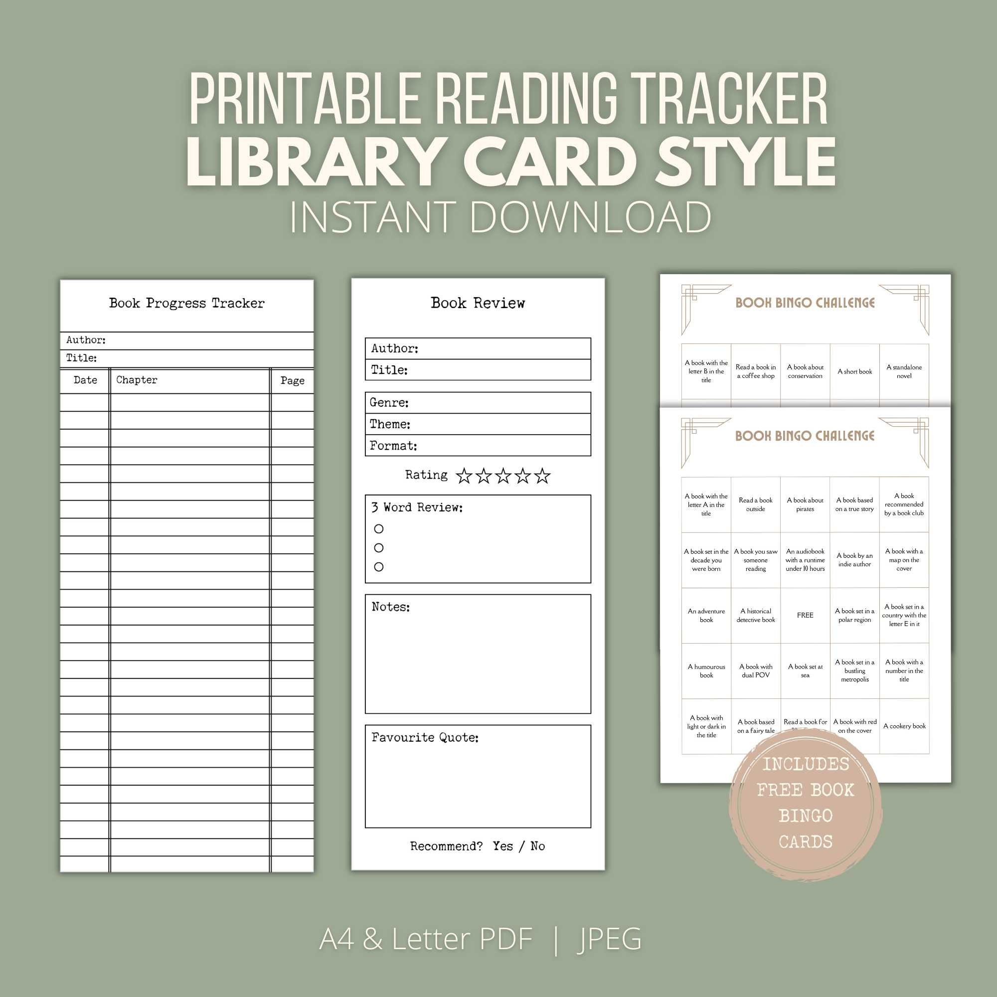 Book Reading Progress Bookmark One per Book Library Card Book Progress ...