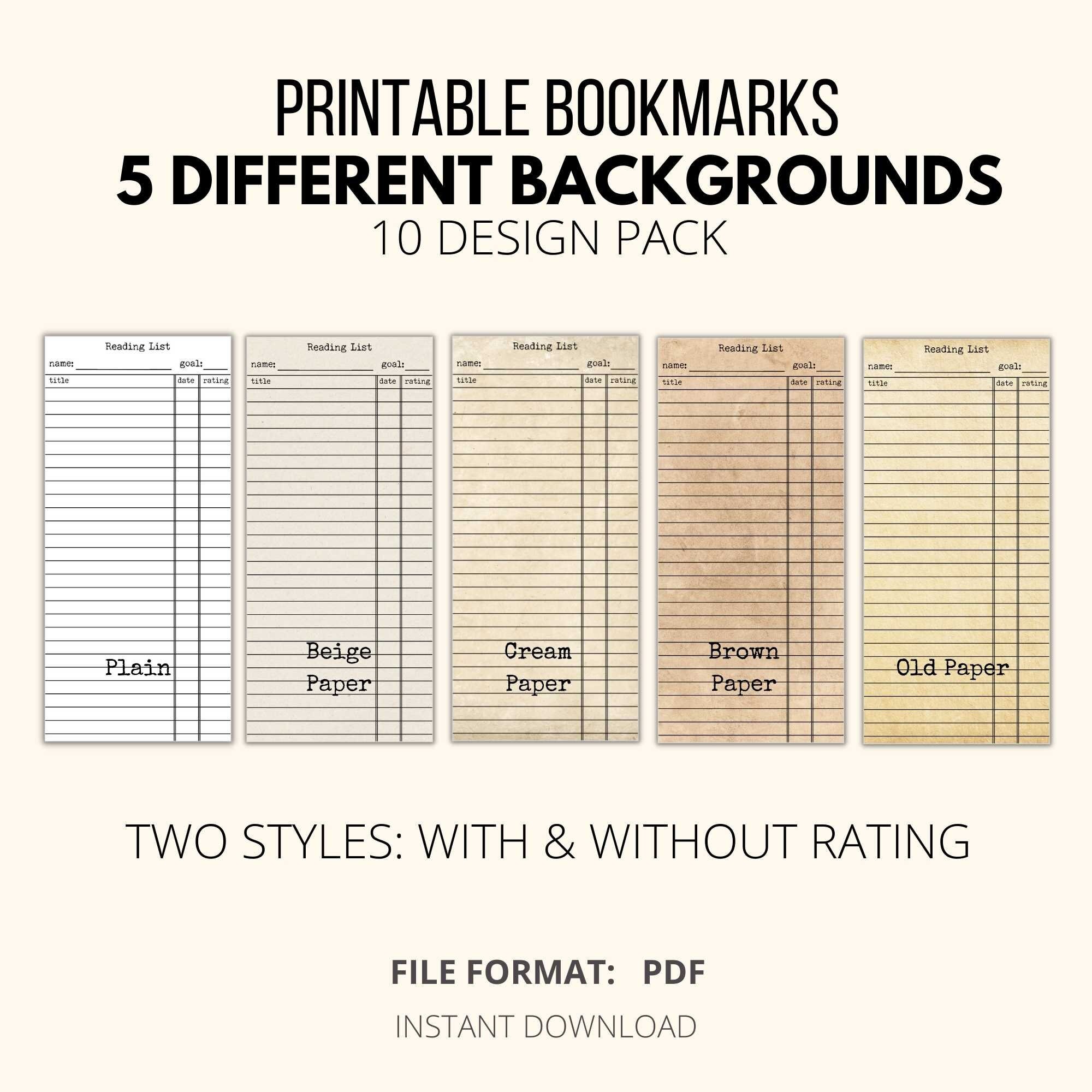 Library Card Style Reading Tracker Bookmark Multipack Plain & Vintage ...