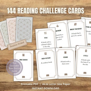 Printable Reading Challenge Cards - Tackle the TBR Game - 144 Different ...