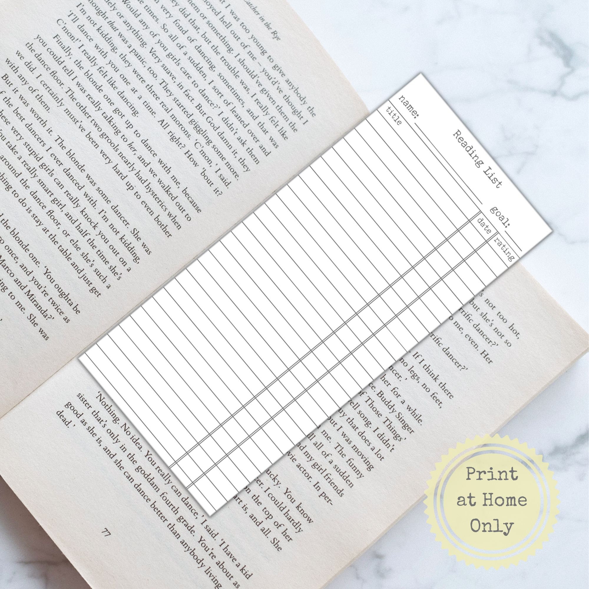 Library Card Style Yearly Reading Tracker Bookmark With Rating ...