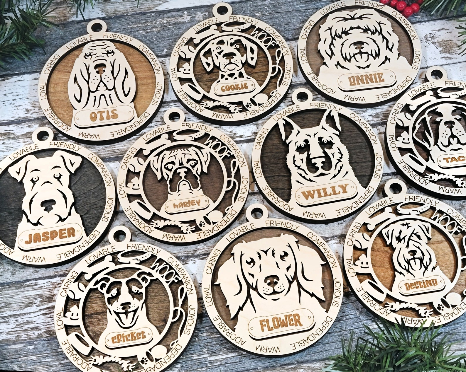 Personalized Laser Cut Dog Christmas Ornaments - Etsy